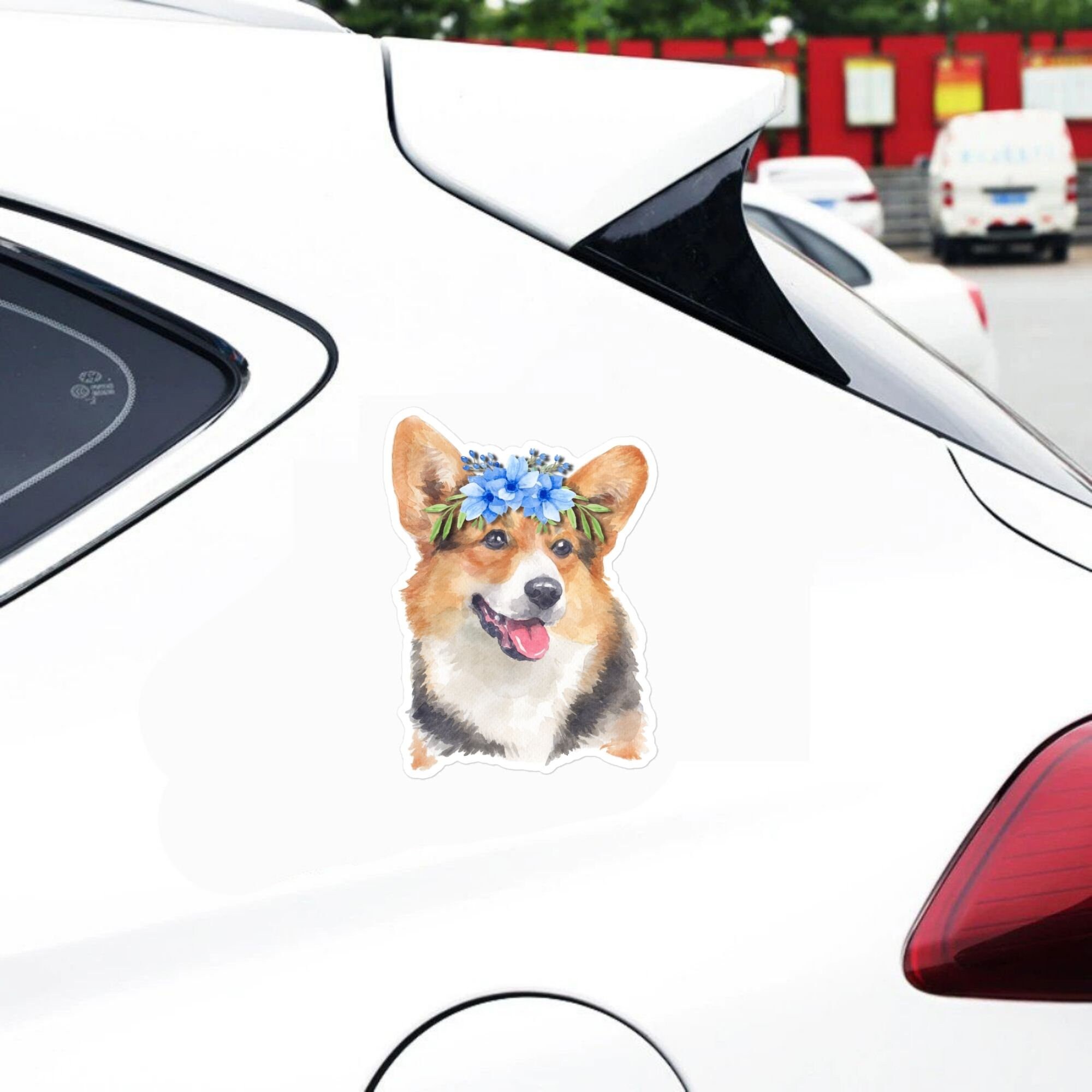 Tricolor Corgi Car Decal Sticker / Corgi Flower Crown / | Etsy