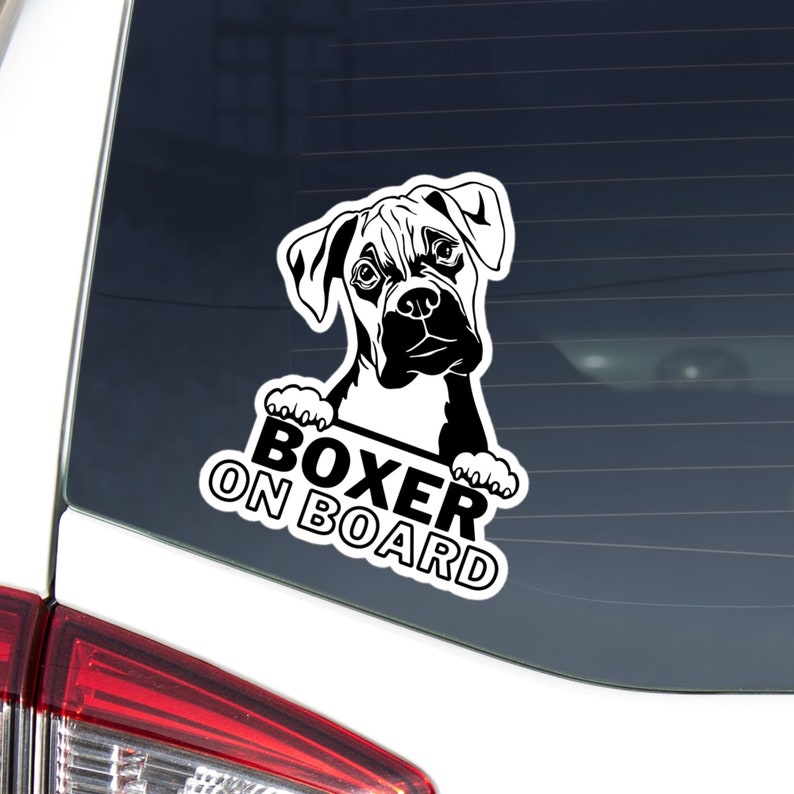 Boxer Mom Car Sticker Decal / Peeking Kawaii Brown Boxer Dog Head Face ...