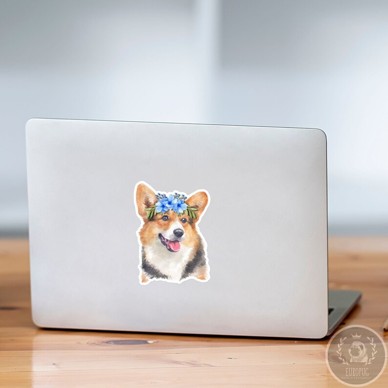 Tricolor Corgi Car Decal Sticker / Corgi Flower Crown / - Etsy
