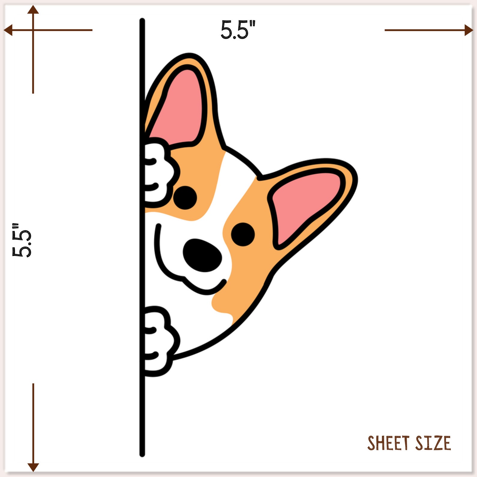 Peeking Corgi Car Decal - Cartoon Funny Dog Waterproof Vinyl Sticker ...