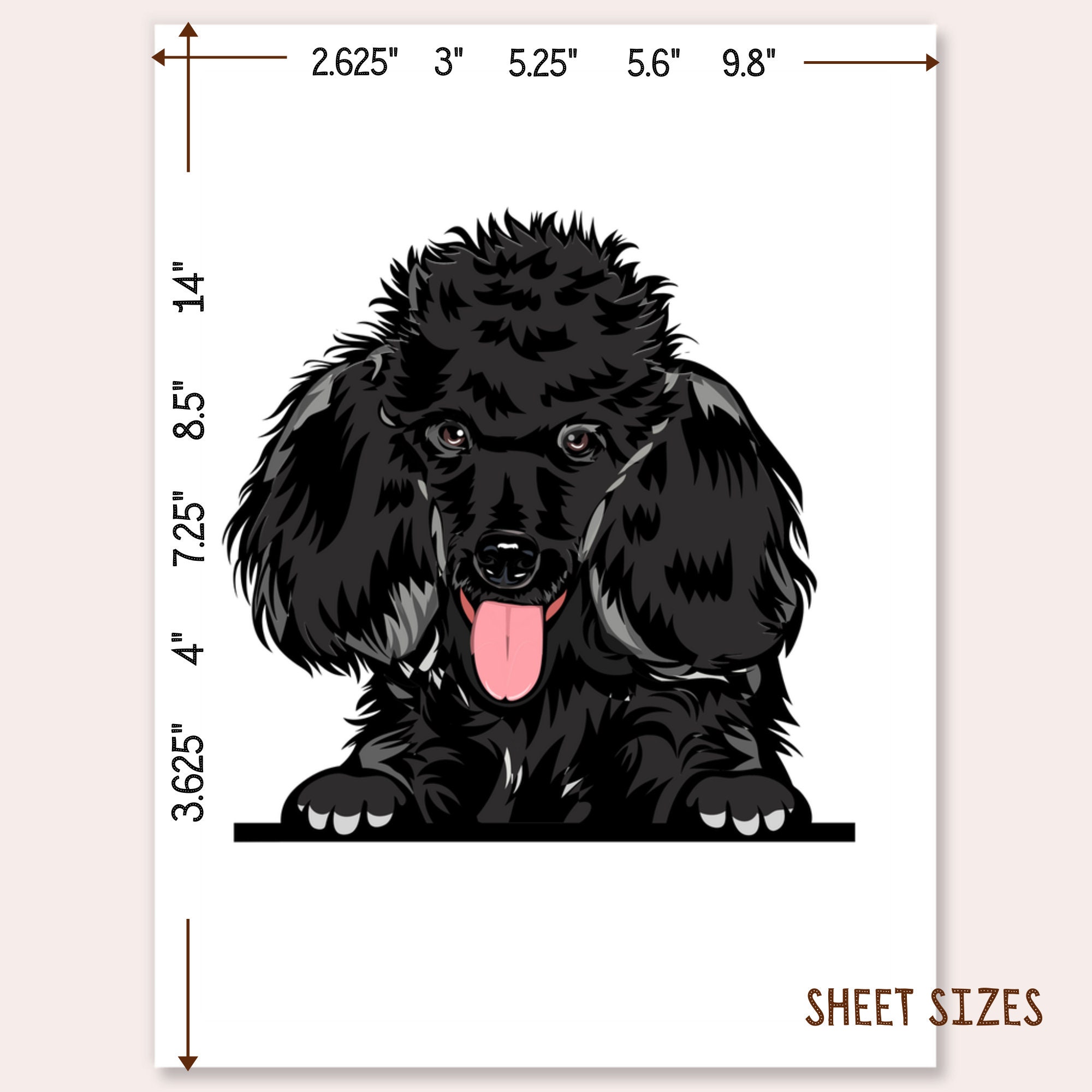 Peeking Poodle Car Decal Sticker / Realistic Black Poodle Dog / Vinyl ...