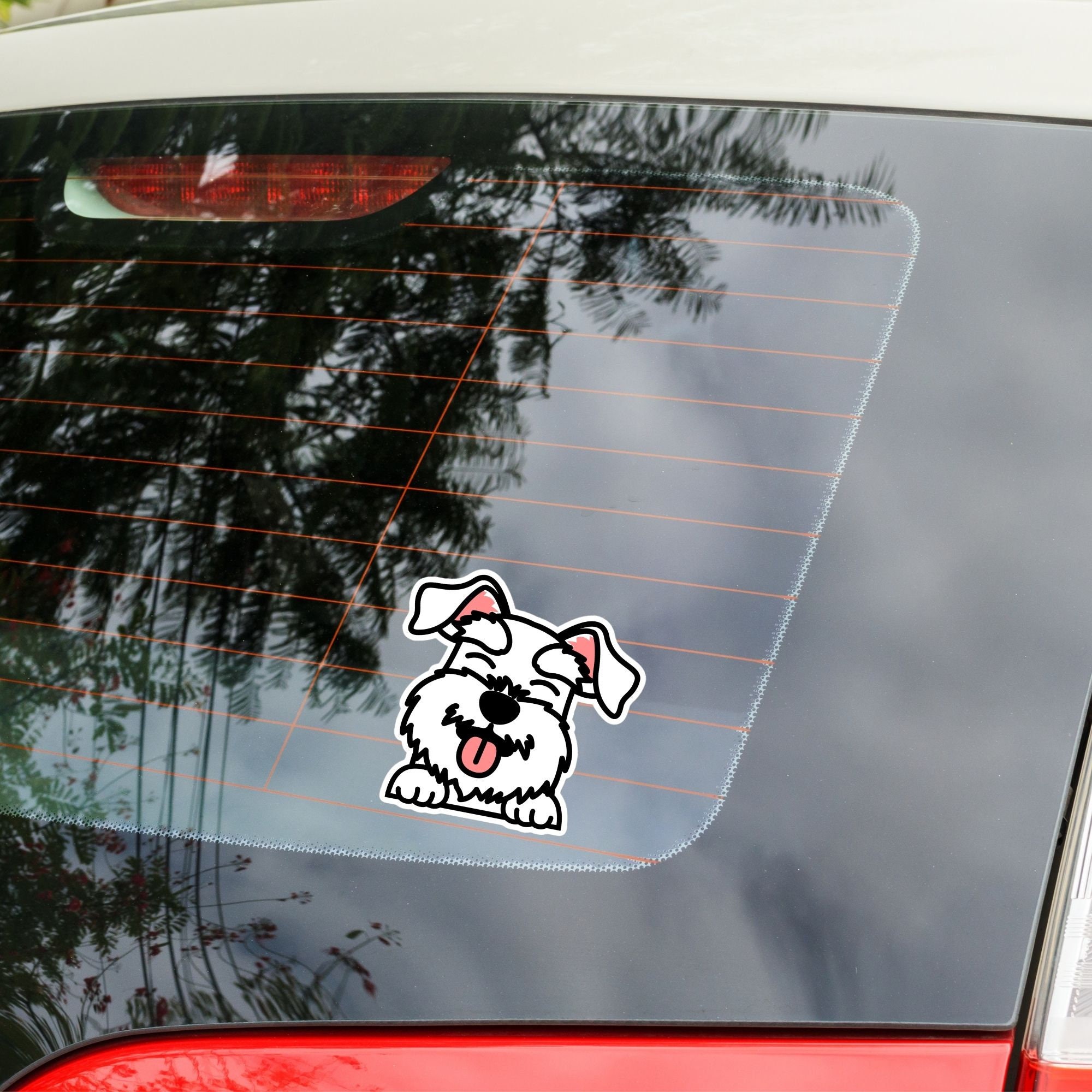 Custom Miniature Schnauzer Car Decal: White Dog Waterproof Sticker - Etsy