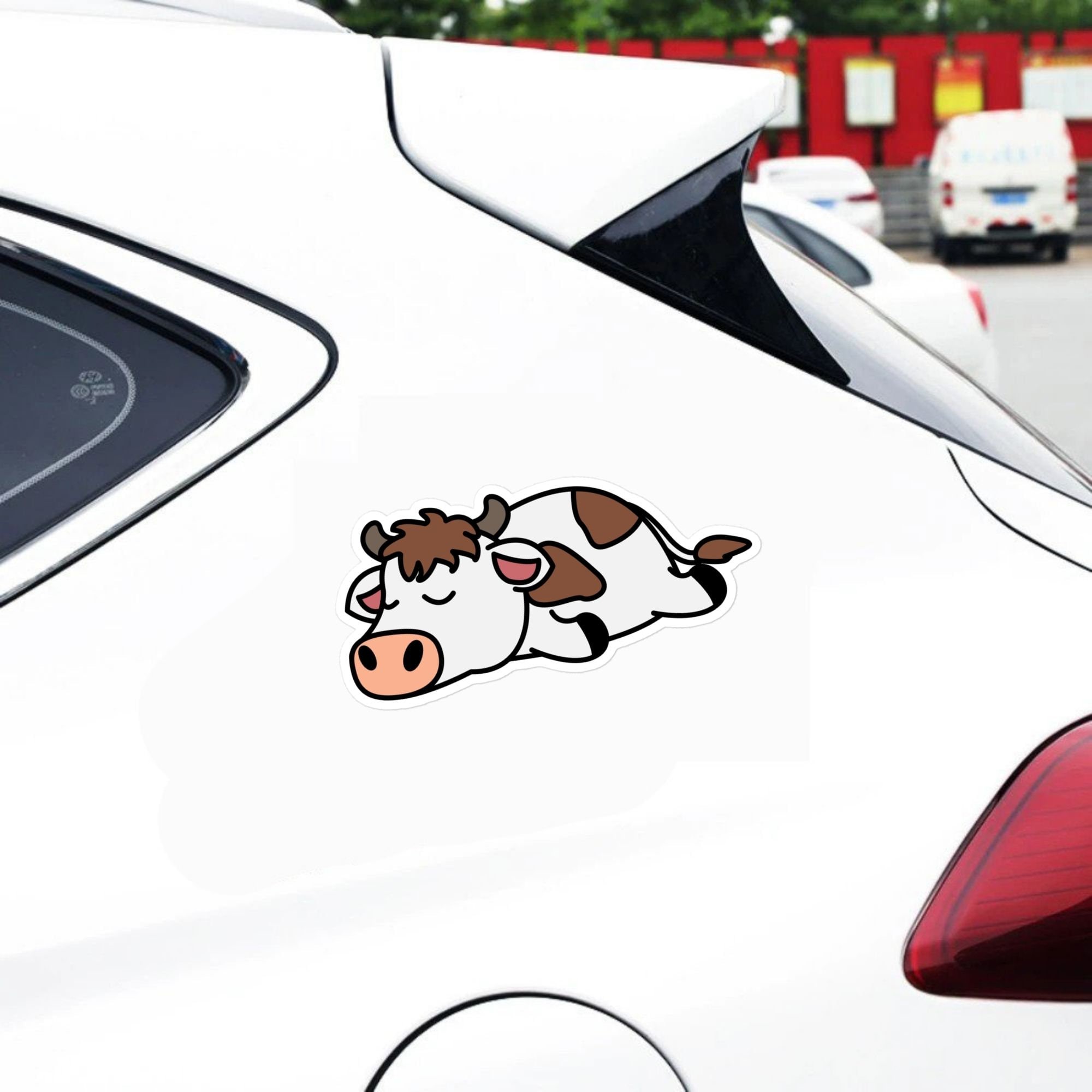 Lazy Cow Car Decal Sticker / Kawaii Cartoon Cow Sleeping Vinyl - Etsy