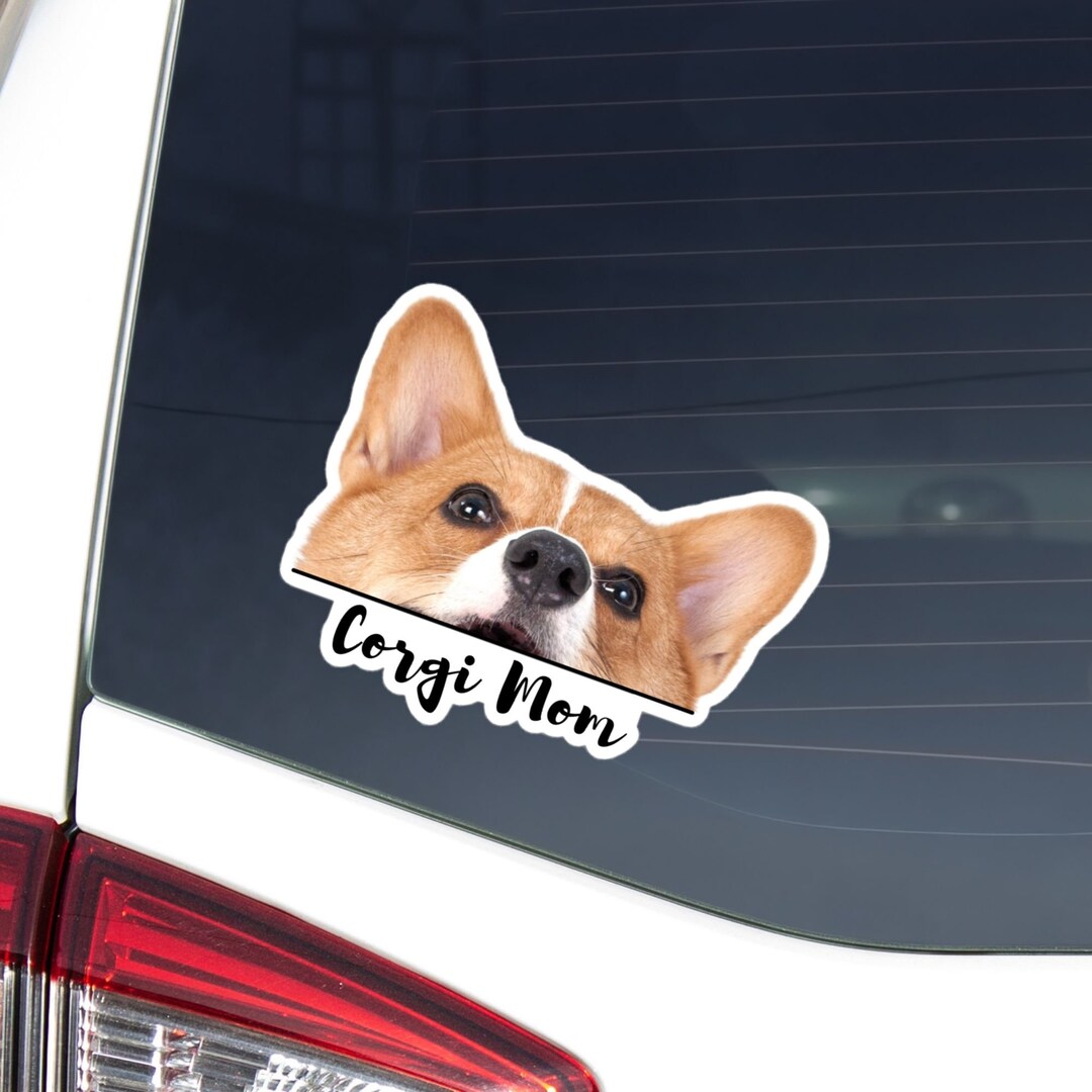 Red Corgi Mom Car Decal Sticker / Peeking Cardigan Welsh Corgi Mama Dog ...
