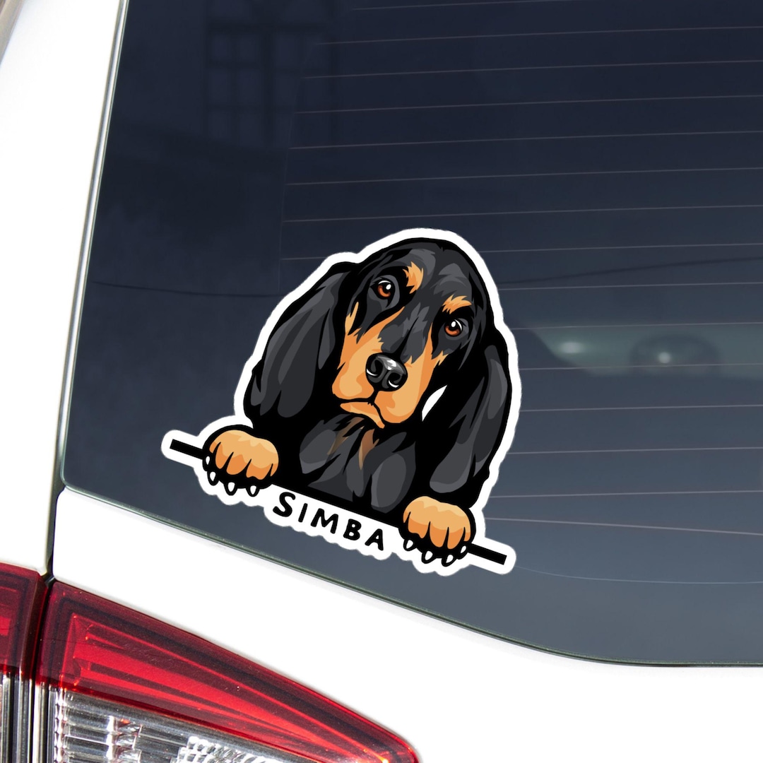 Black&tan Coonhound Car Decal Sticker / Personalized Custom Name ...