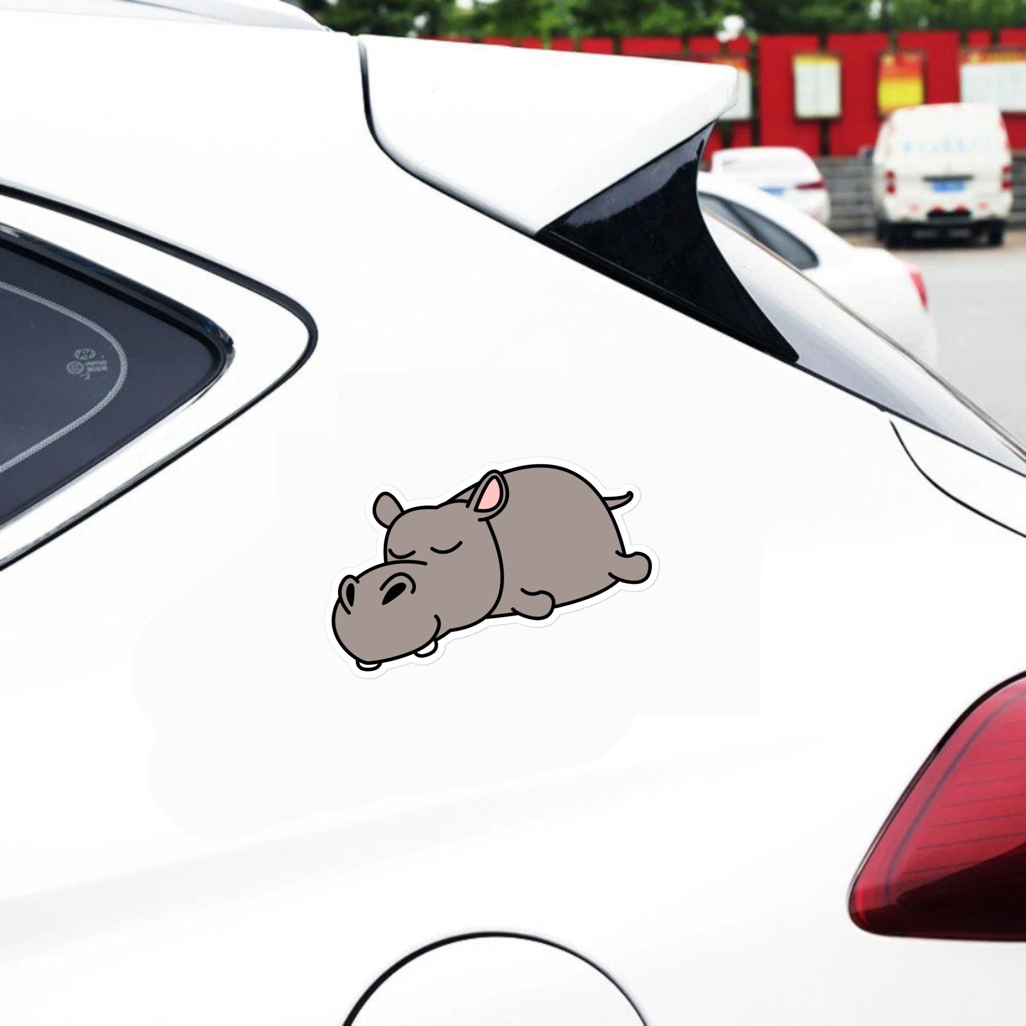 Lazy Hippo Car Decal Sticker / Kawaii Cartoon Hippopotamus - Etsy