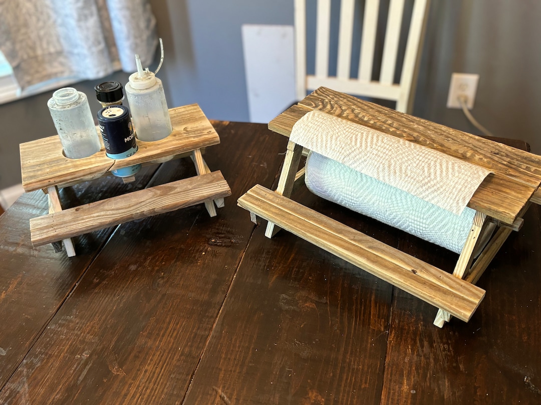 Picnic Table Paper Towel Holder and Condiment Holder Sold as a Set or ...
