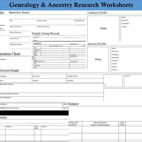 Family History Worksheet Bundle Worksheets PDF Genealogy - Etsy