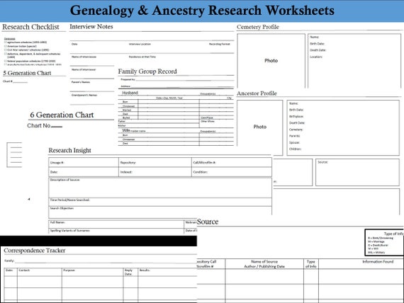 Family History Worksheet Bundle Ancestry Research - Etsy