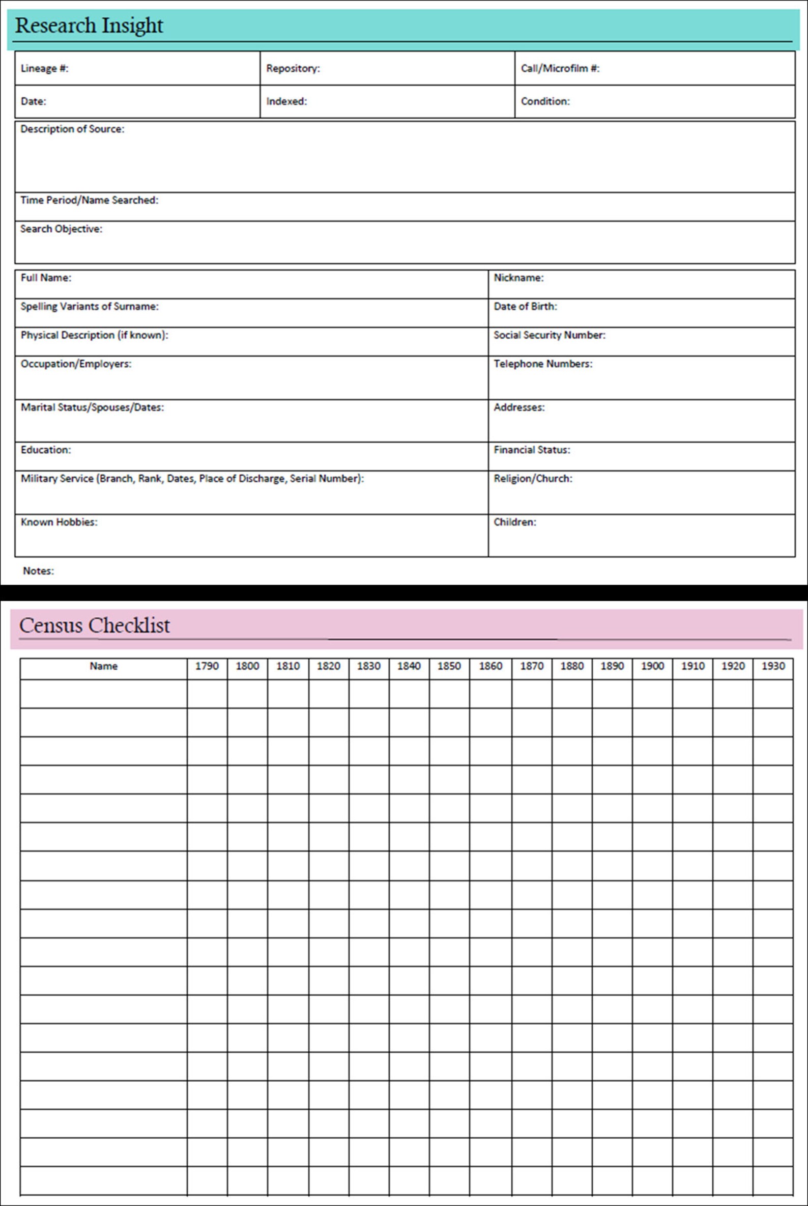 Colorful Family History Worksheet Bundle | Ancestry Research ...