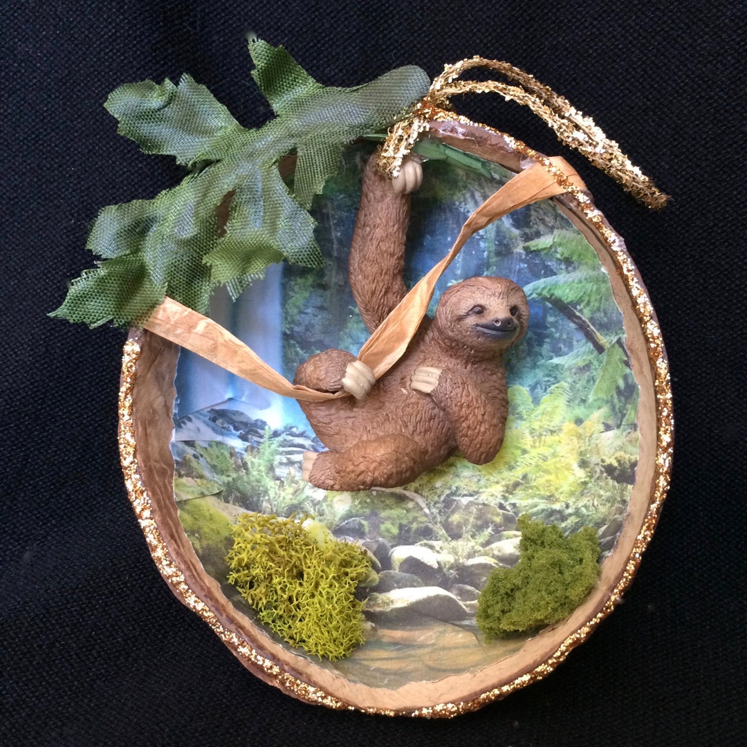 Christmas Ornament: Sweet Jungle Sloth, Handmade in USA - Etsy