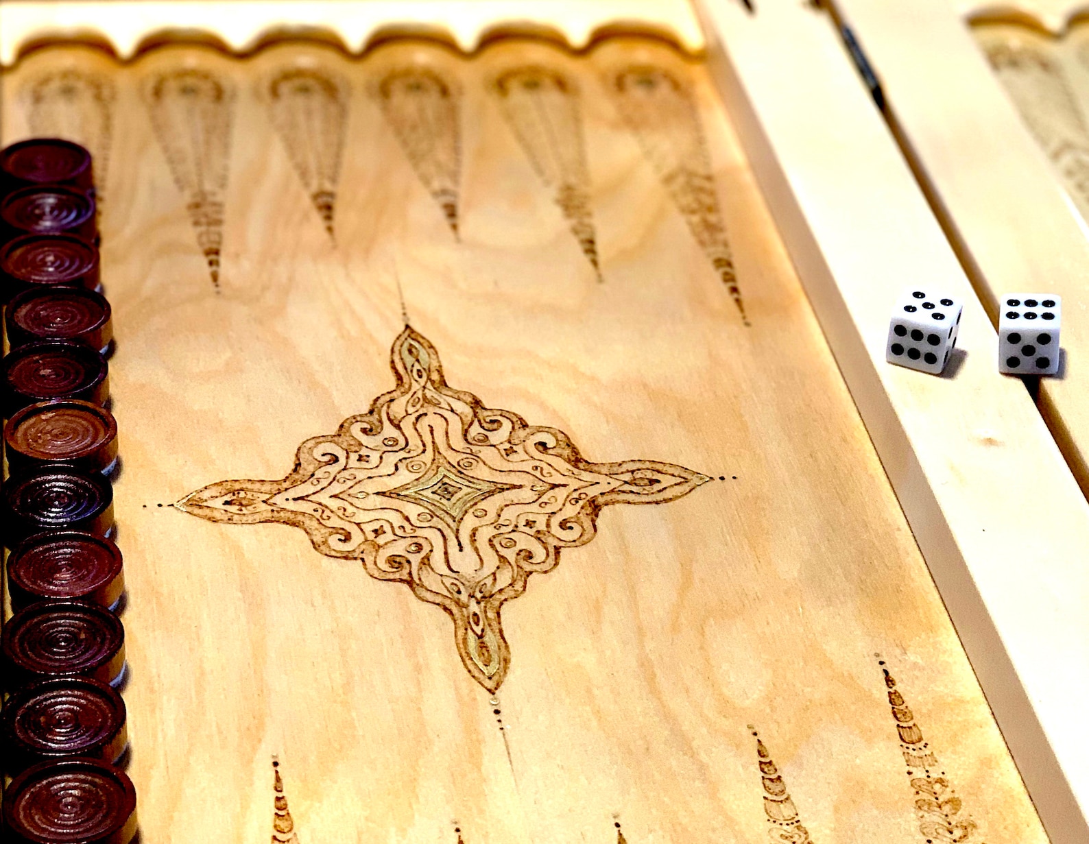 NARD SET, Board Game, Handmade, Woodcraft, Pyrography Art, Designed by ...