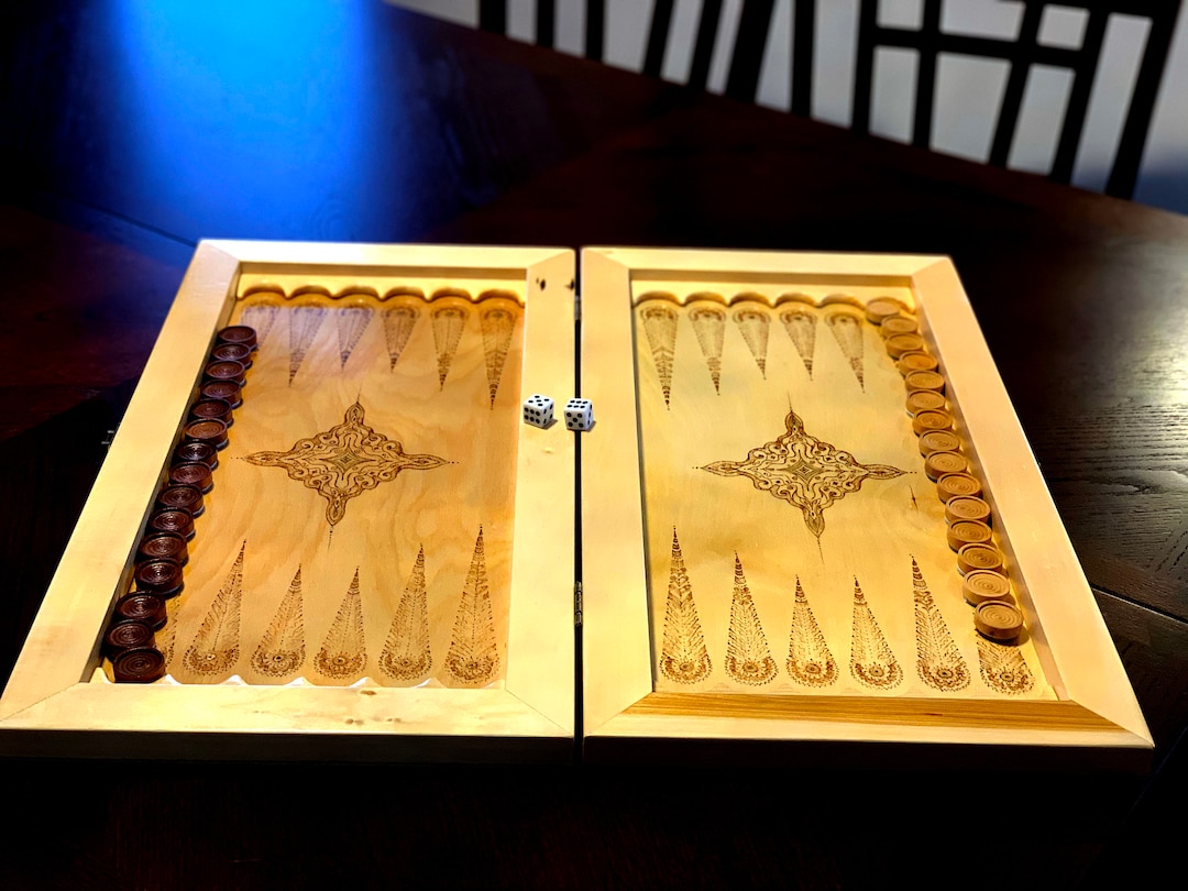 NARD SET, Board Game, Handmade, Woodcraft, Pyrography Art, Designed by ...