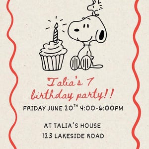 Snoopy Birthday Party Invite (cool) - Etsy
