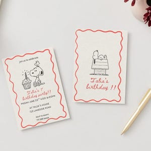 Snoopy Birthday Party Invite (cool) - Etsy