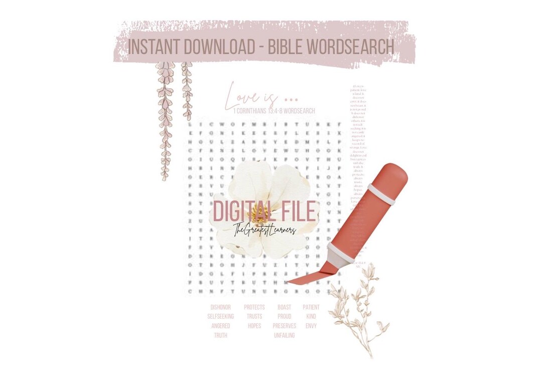 Love is … Wordsearch With Bible Verse References. Bible Wordsearch ...