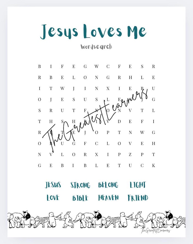 Jesus Loves Me Wordsearch. Bible Wordsearch, Affirmation Wordsearch ...