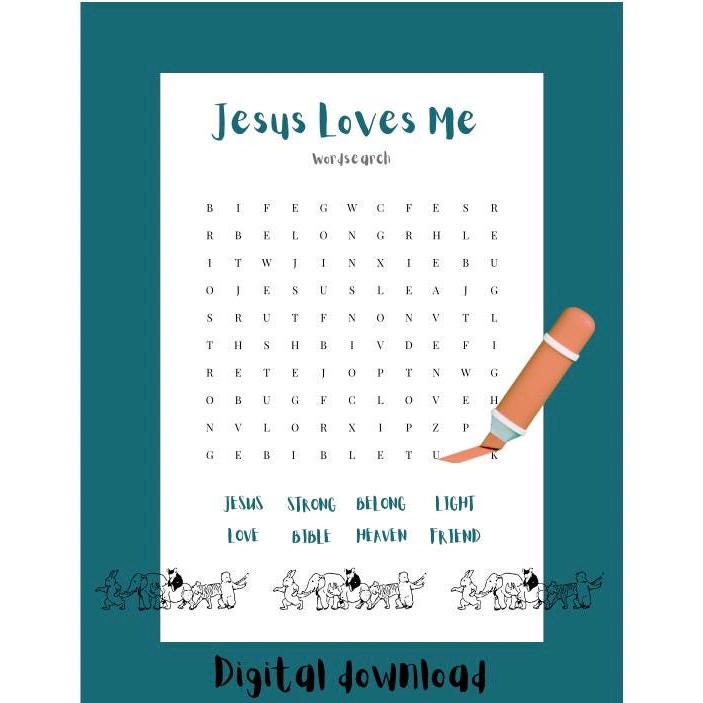 Jesus Loves Me Wordsearch. Bible Wordsearch, Affirmation Wordsearch ...