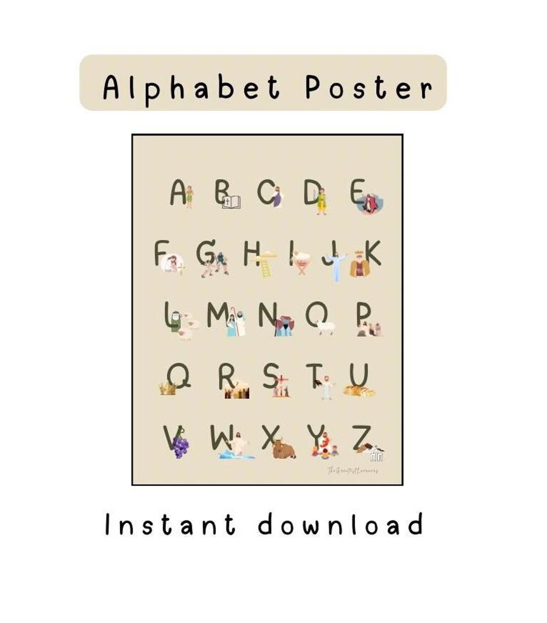 ABC Bible Poster, Alphabet 8x10 Christian Homeschool Decor (digital ...