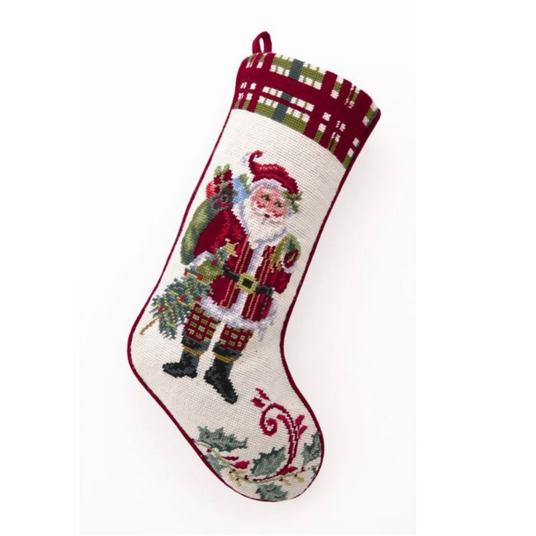 Santa North Pole Needlepoint Christmas Stocking - Etsy