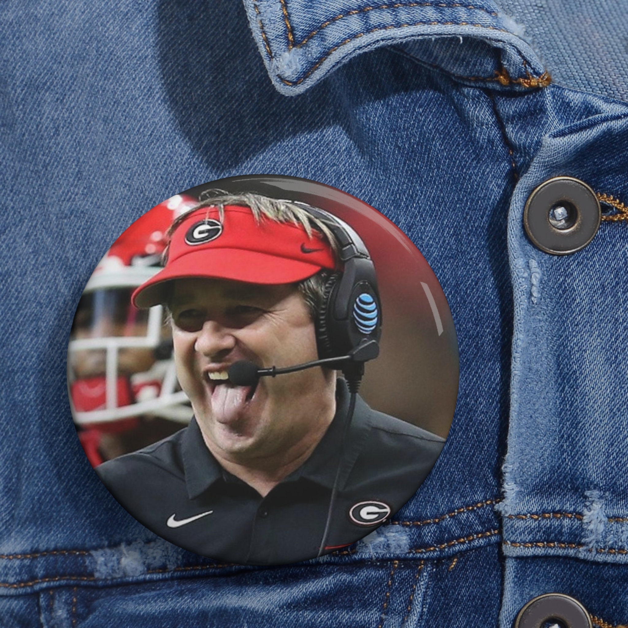 Georgia B.ulldogs Kirby Smart Gameday Pin Button sold by Coral Funny ...