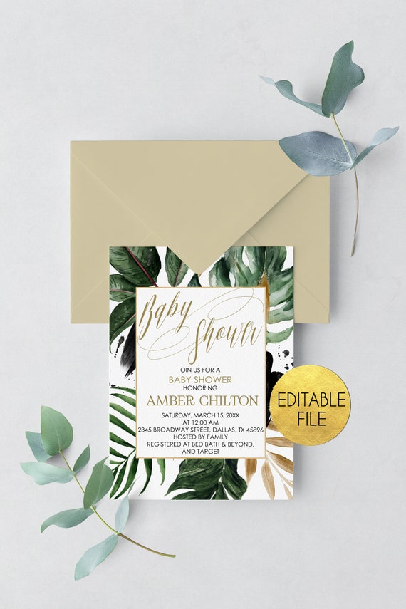 Tropical baby shower invitation template tropical baby shower | Etsy