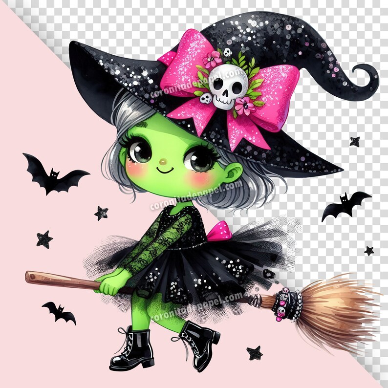 Elegant Glitter Witch Hat PNG Clipart, Pink Bow, Sparkling Gem ...