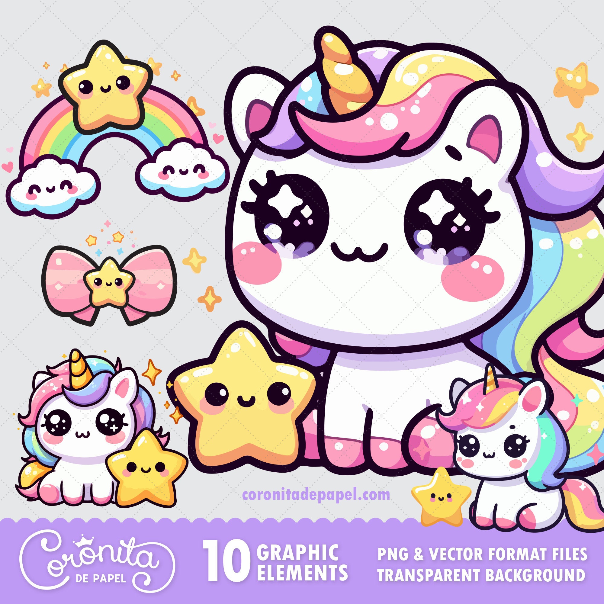 Cute Unicorn and Stars Cliparts Rainbow Clip Art Shooting Star Unicorn ...