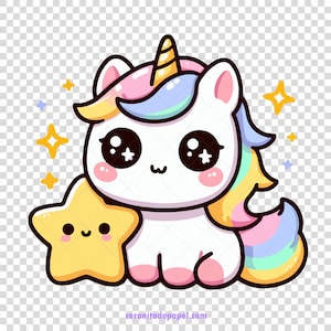 Cute Unicorn and Stars Cliparts | Rainbow Clip Art | Shooting Star ...