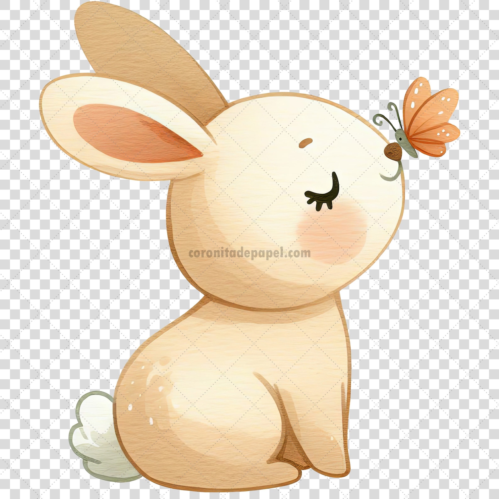 Watercolor Bunny and Butterfly Clipart | Cute Clipart | Gift Tag ...