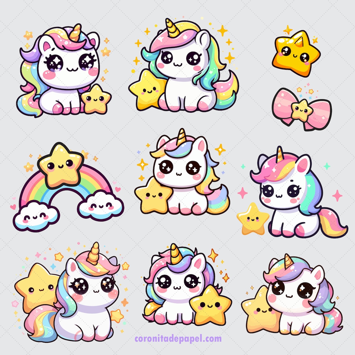 Cute Unicorn and Stars Cliparts | Rainbow Clip Art | Shooting Star ...
