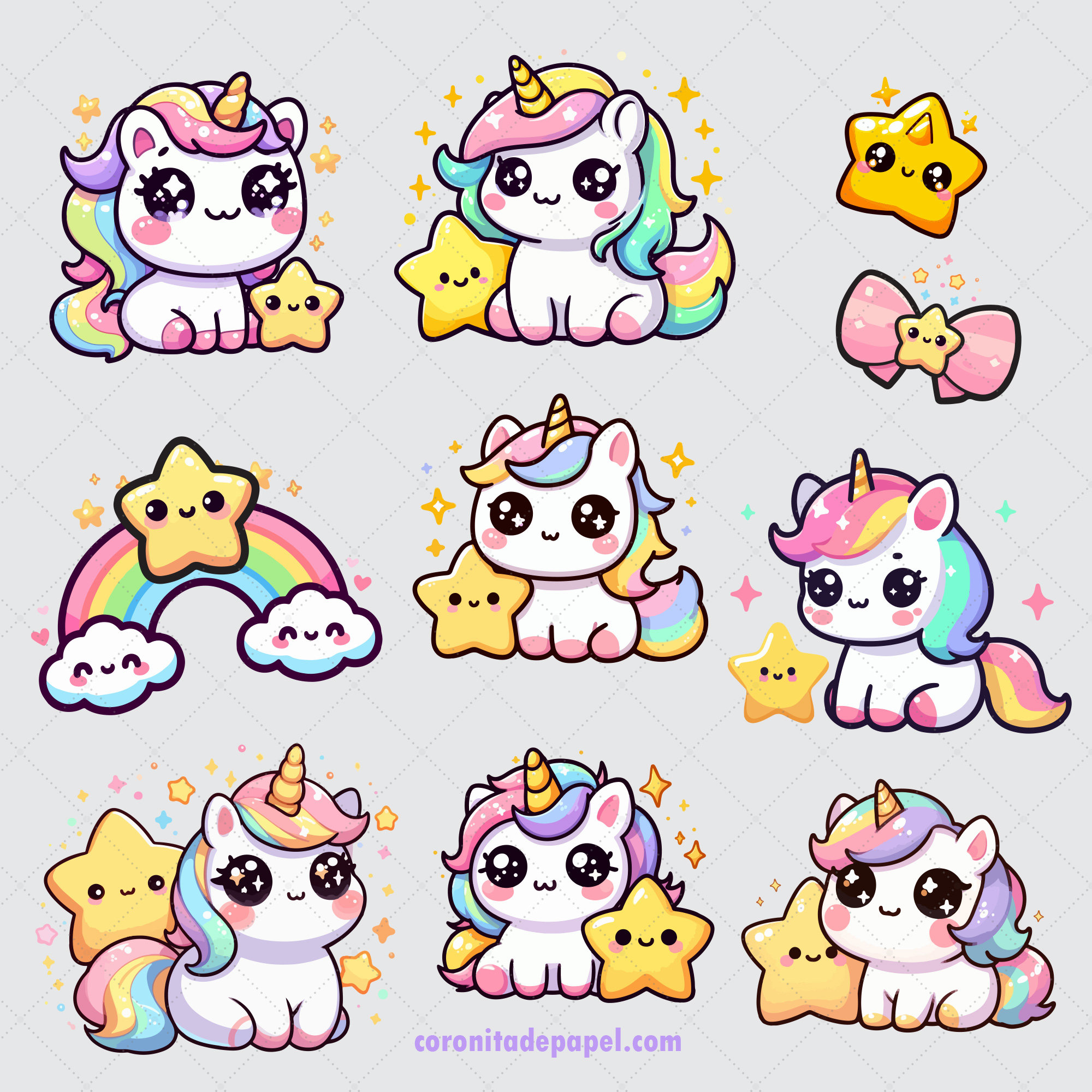 Cute Unicorn and Stars Cliparts Rainbow Clip Art Shooting Star Unicorn ...