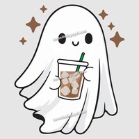 Cute Ghost Png, Halloween Png, Coffee Png, Here for the Boos, Bougie ...