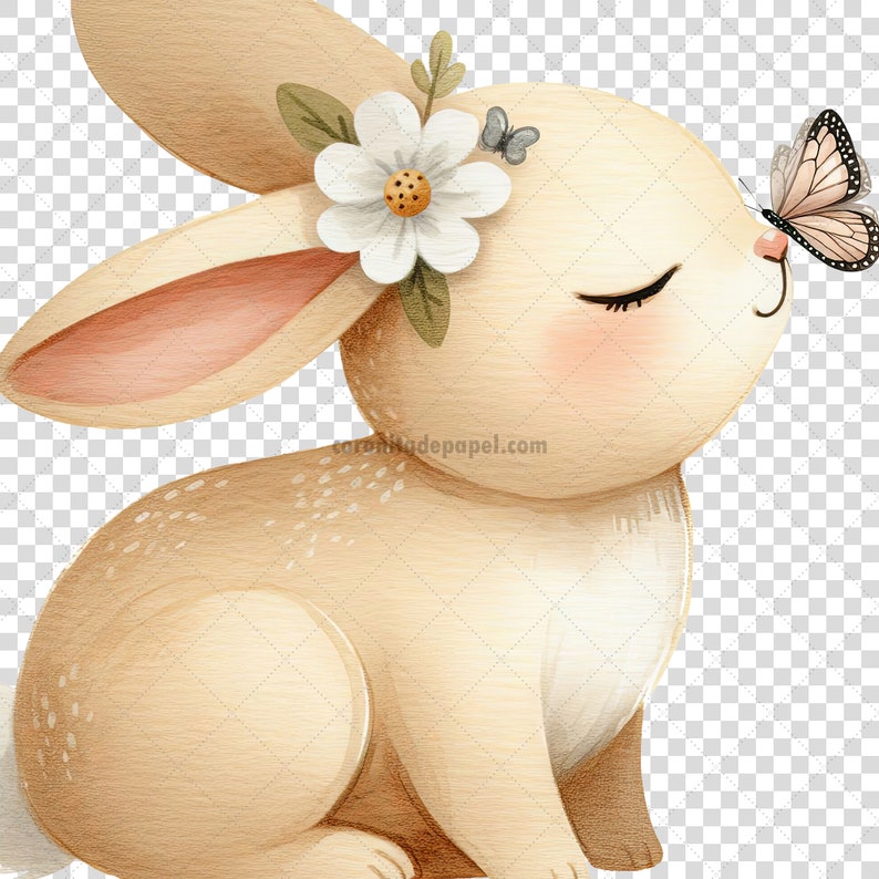 Watercolor Bunny and Butterfly Clipart | Cute Clipart | Gift Tag ...