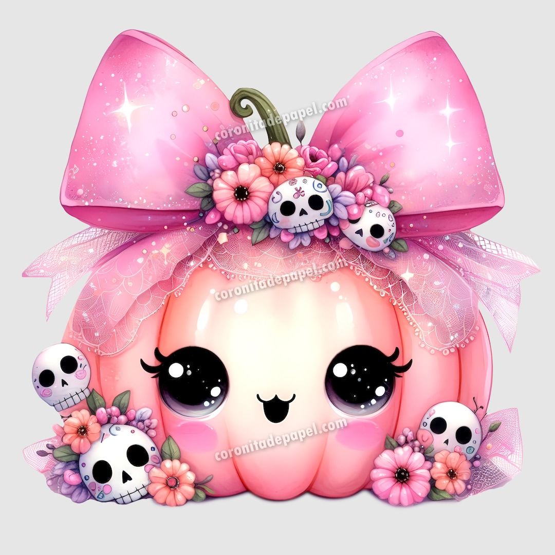 Cute Pink Pumpkin Bow Halloween Clipart | Adorable Pumpkin | Fall Shirt ...