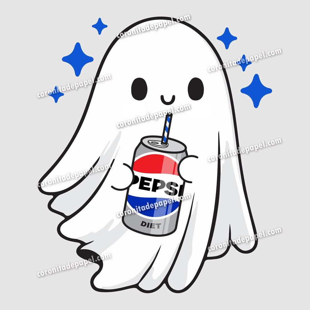 Cute Ghost With Silver Diet Soda Can – Halloween Clipart PNG for ...