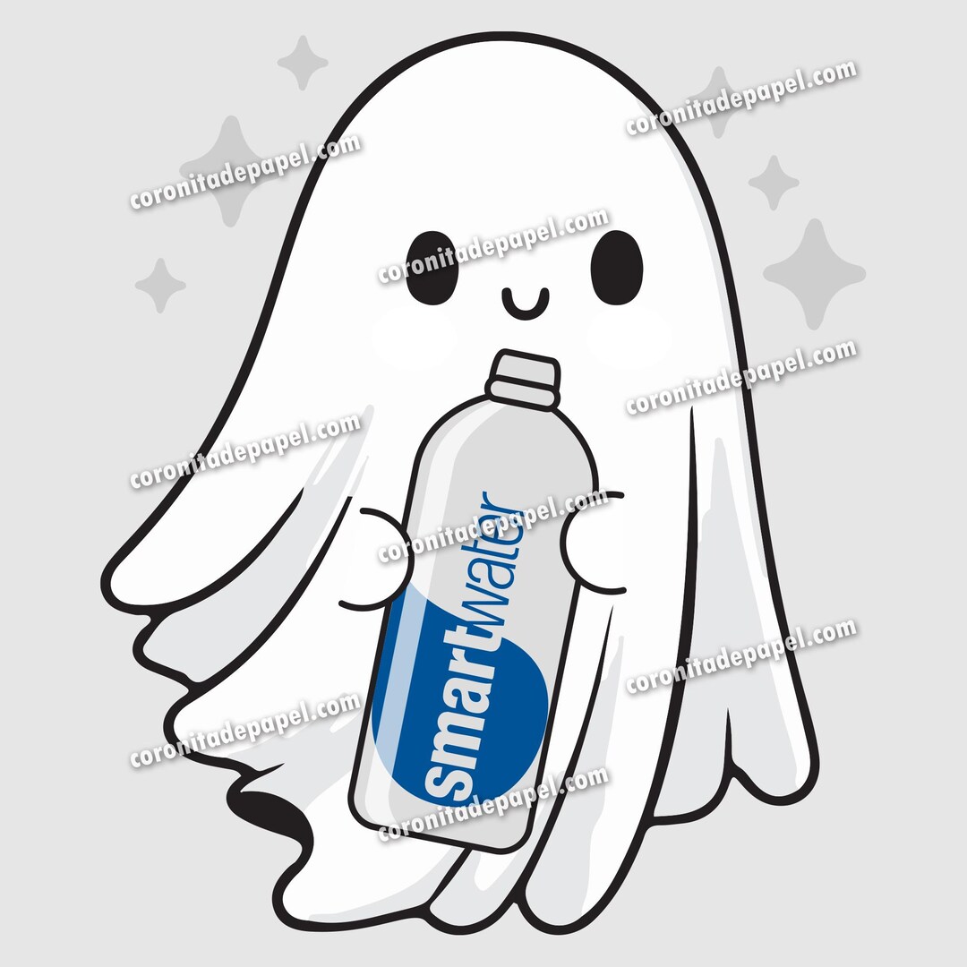 Cute Ghost PNG, Kawaii Halloween Clipart, Funny Smart Ghost With Water ...
