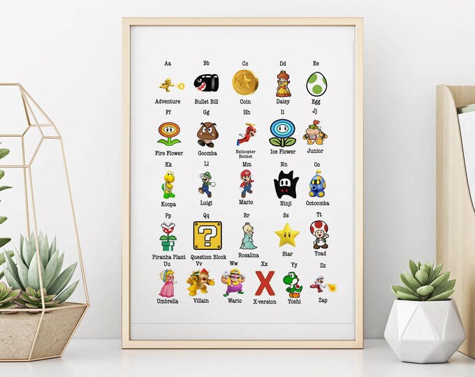 Super Mario Alphabet Chart, Super Mario Decor, Super Mario Brothers ...