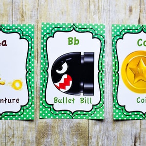 Super Mario Brothers ABC Card Set- Alphabet Cards, Super Mario Bros ...