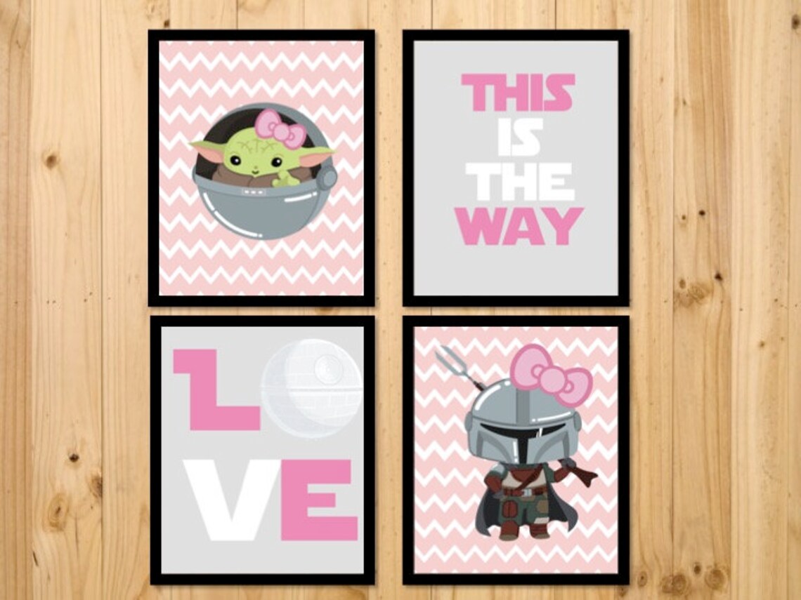 Mandalorian Girls Nursery Baby Yoda Print Mandalorian | Etsy