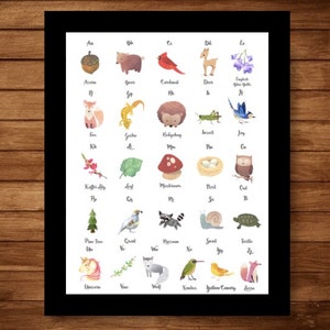 Woodland Alphabet Chart, Woodland Animal Alphabet, Print, Woodland ...