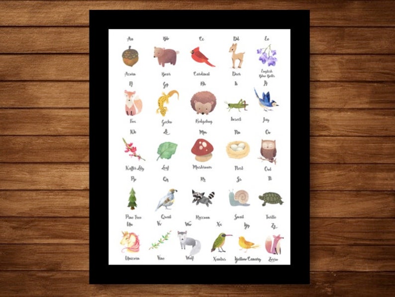 Woodland Alphabet Chart, Woodland Animal Alphabet, Print, Woodland ...