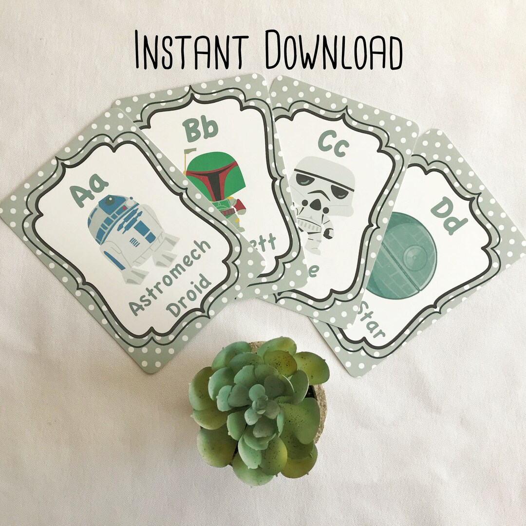 Star Wars ABC Cards- Nursery Room Decor, Alphabet Cards, Star Wars ...