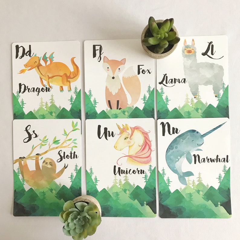 Woodland Alphabet Banner, Woodland ABC Flashcard, Woodland ABC Banner ...