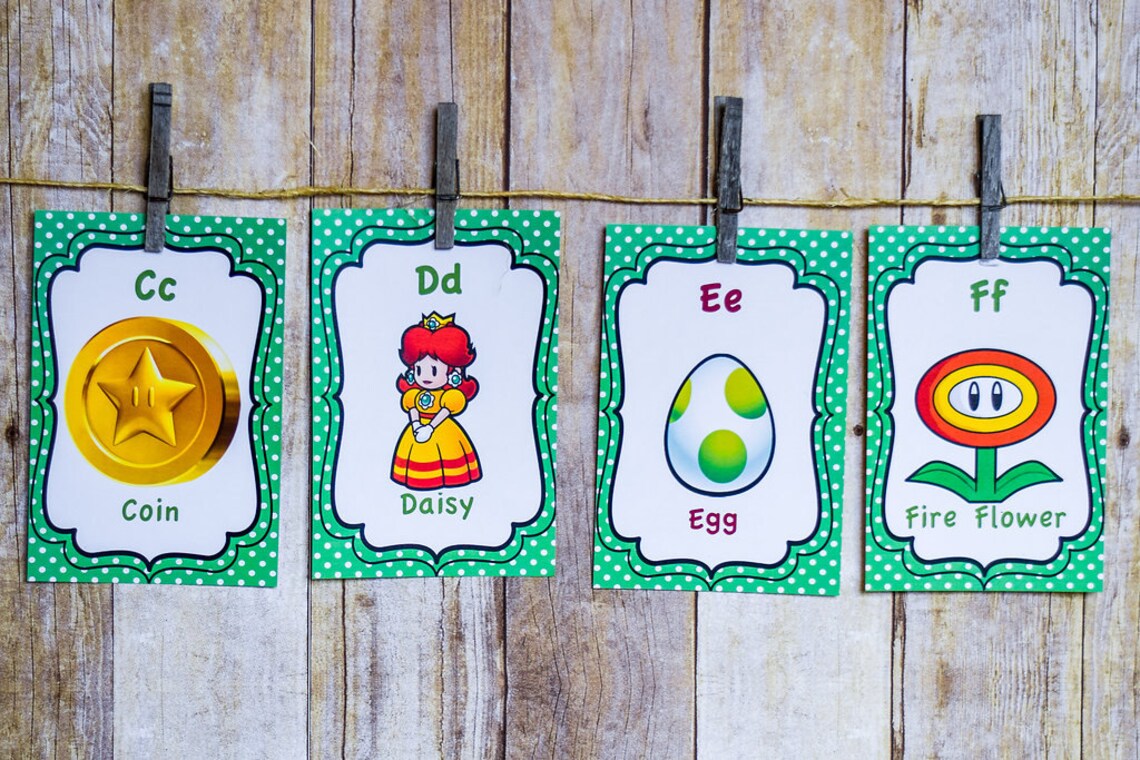 Super Mario Brothers ABC Card Set Alphabet Cards Super Mario | Etsy