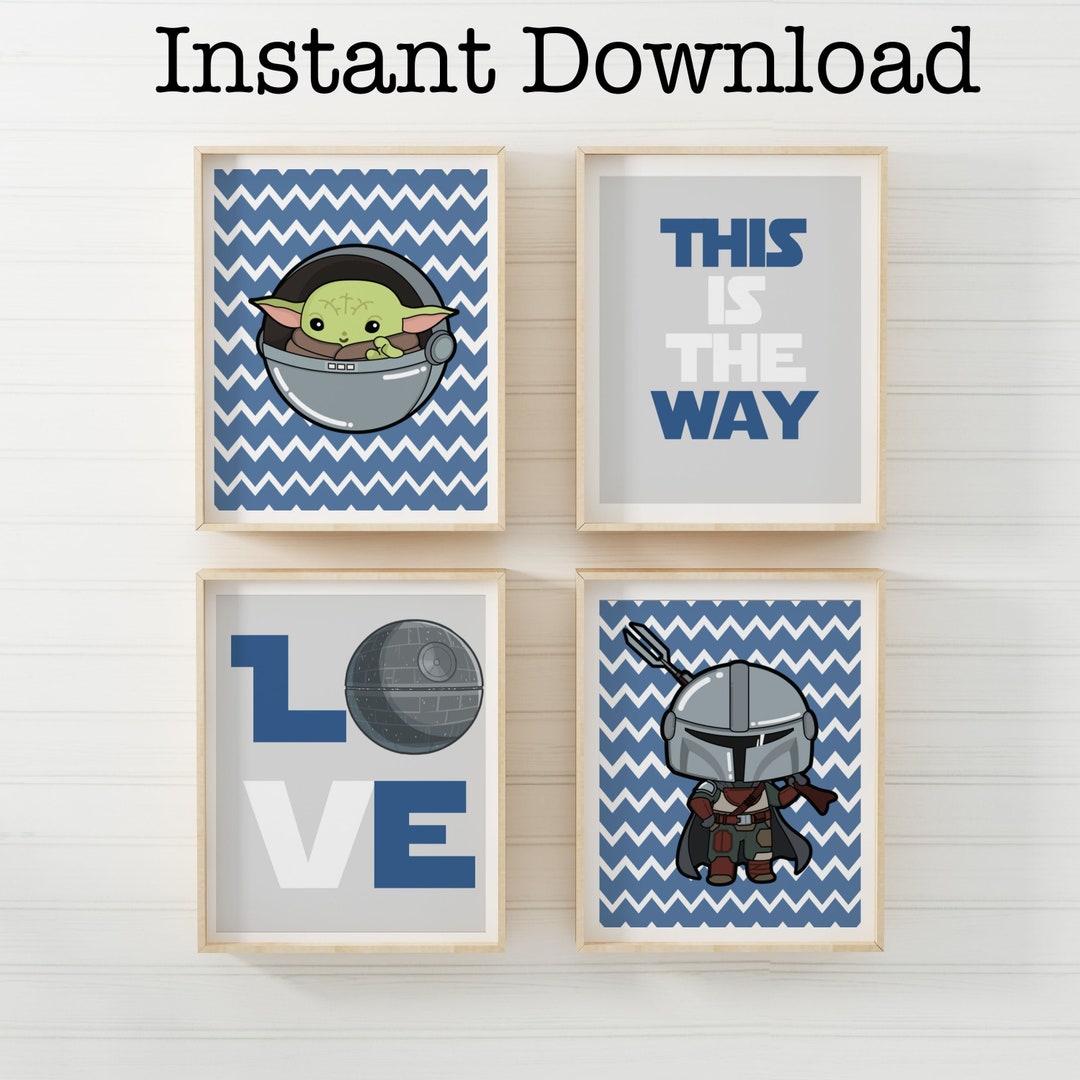 Mandalorian Boys Nursery, Baby Yoda Print, Mandalorian Nursery Art ...