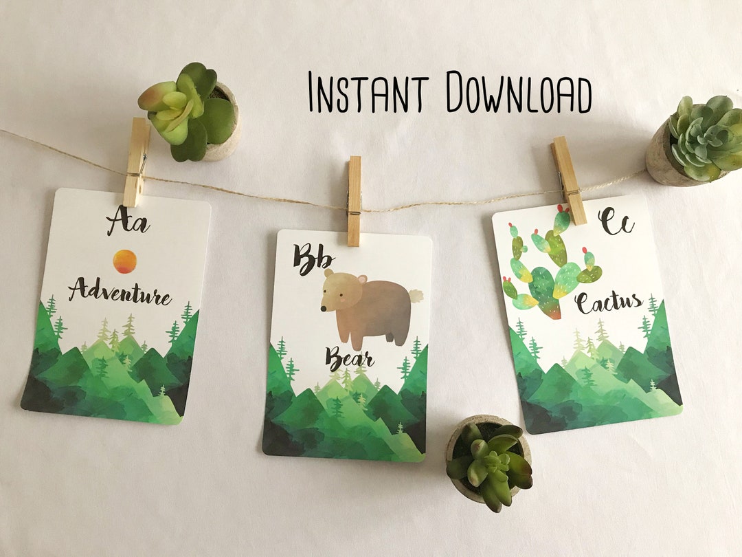 Woodland Alphabet Banner, Woodland ABC Flashcard, Woodland ABC Banner ...