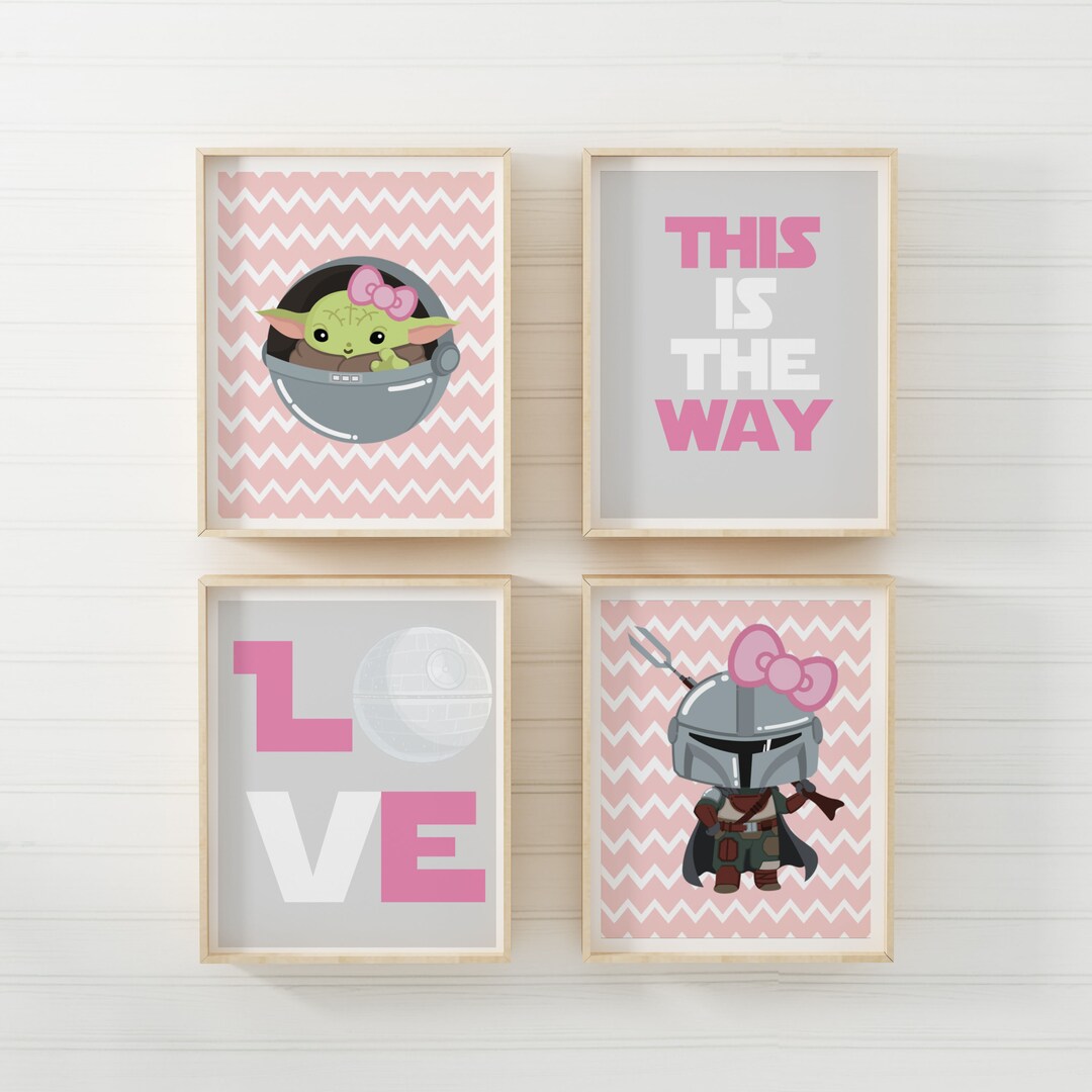 Mandalorian Girls Nursery, Baby Yoda Print, Mandalorian Nursery Art ...