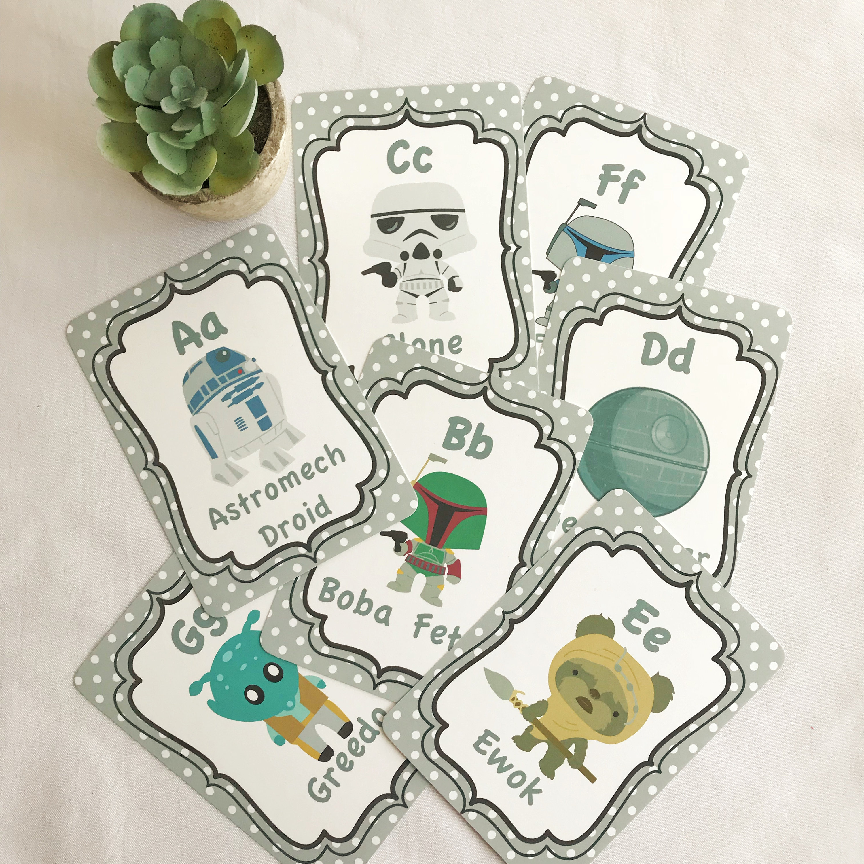 Star Wars ABC Cards Nursery Room Decor Alphabet Cards Star - Etsy