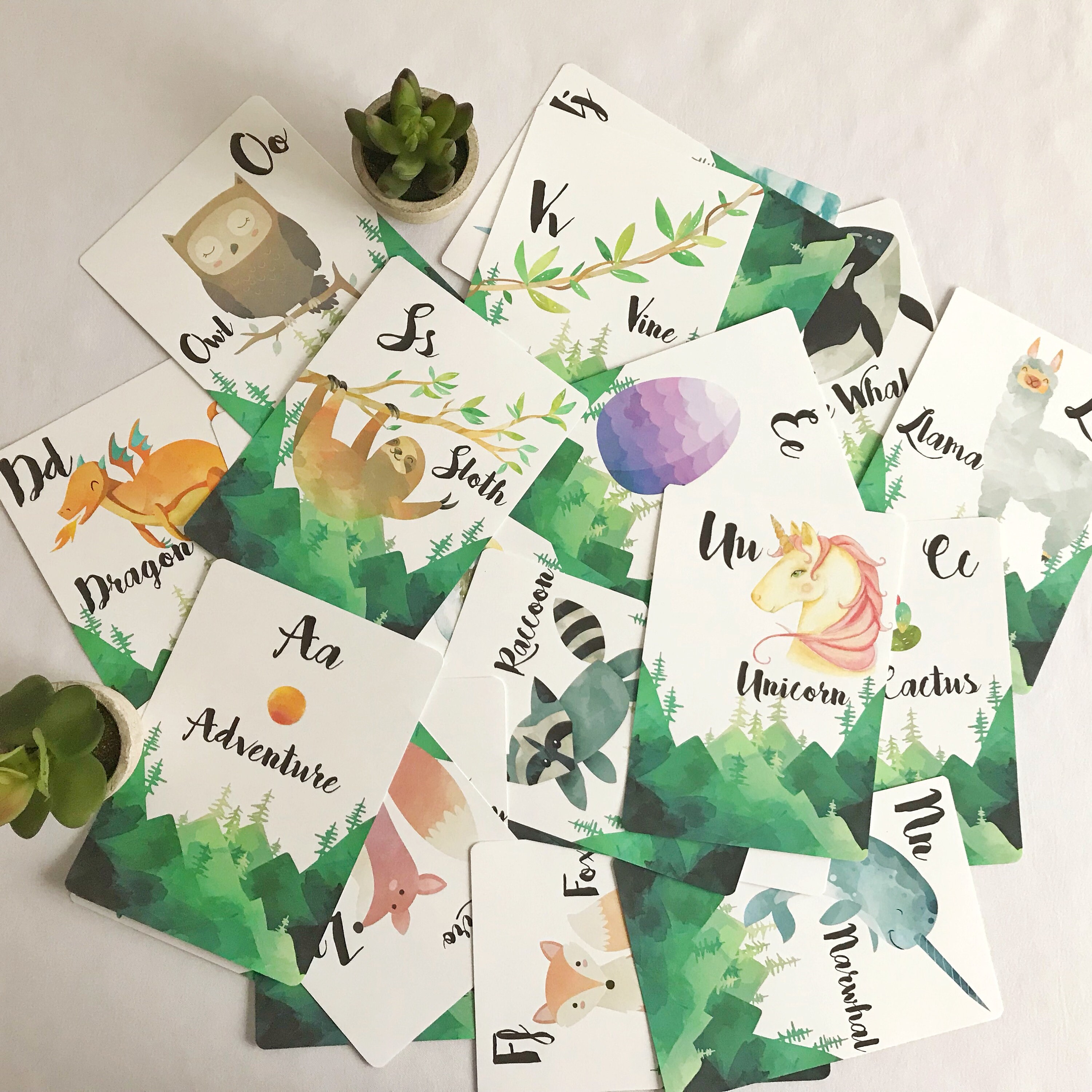 Woodland Alphabet Banner Woodland ABC Flashcard Woodland ABC | Etsy